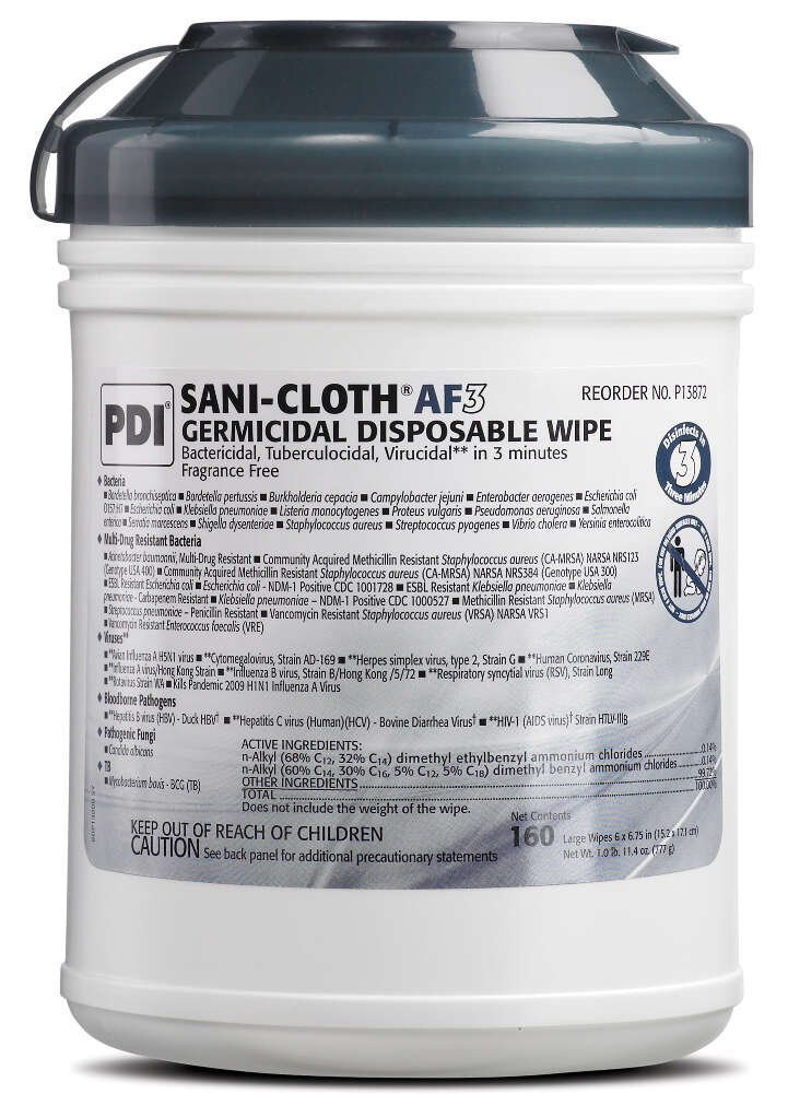 PDI Healthcare P13872 SANI-Cloth AF3 Germicidal Disposable Wipe, Large, 6" x 6.75" Size (Pack of 1920)