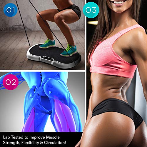 Hurtle Fitness Vibration Platform Workout Machine | Exercise Equipment For Home | Lymphatic Drainage |Weight Loss Fat Burner & Toning for Women & Men Includes Remote Control & 2 Balance Straps