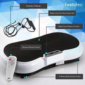 Hurtle Fitness Vibration Platform Workout Machine | Exercise Equipment For Home | Lymphatic Drainage |Weight Loss Fat Burner & Toning for Women & Men Includes Remote Control & 2 Balance Straps