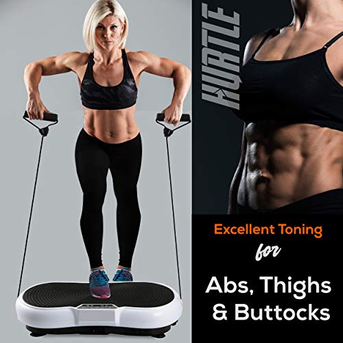 Hurtle Fitness Vibration Platform Workout Machine | Exercise Equipment For Home | Lymphatic Drainage |Weight Loss Fat Burner & Toning for Women & Men Includes Remote Control & 2 Balance Straps