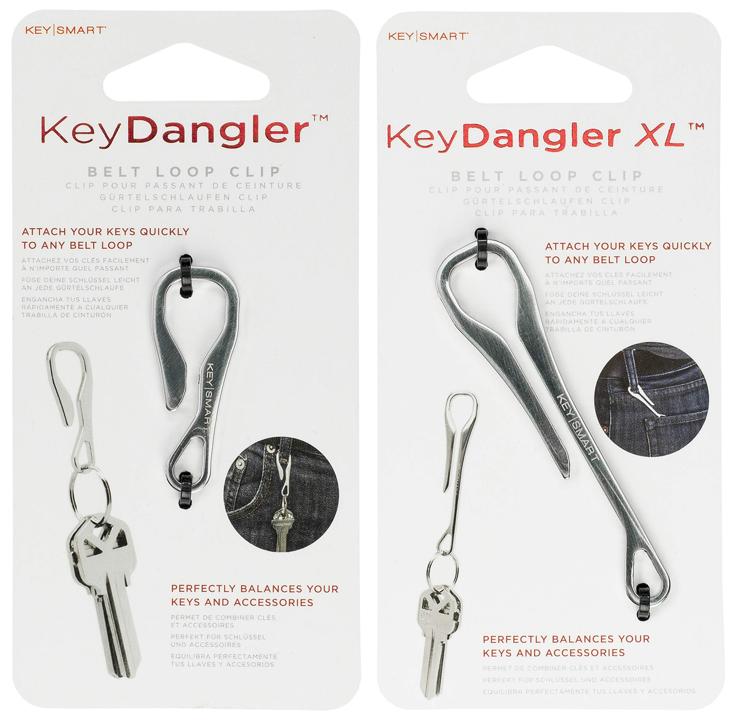 The Key Dangler Pack by KeySmart: Clip Your KeySmart To Anything (Comes with Key Dangler & Key Dangler XL) Silver