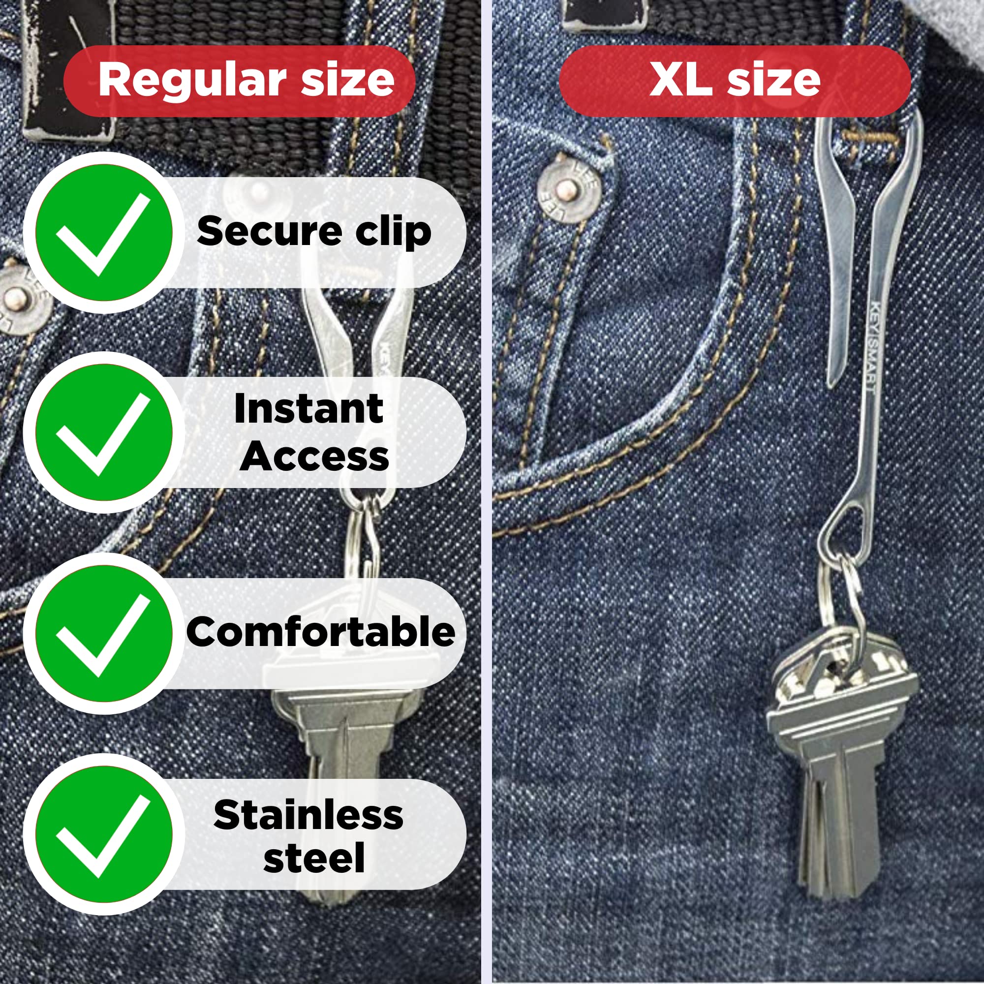 The Key Dangler Pack by KeySmart: Clip Your KeySmart To Anything (Comes with Key Dangler & Key Dangler XL) Silver