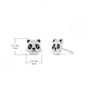 Boma Jewelry Sterling Silver Panda Bear Stud Earrings