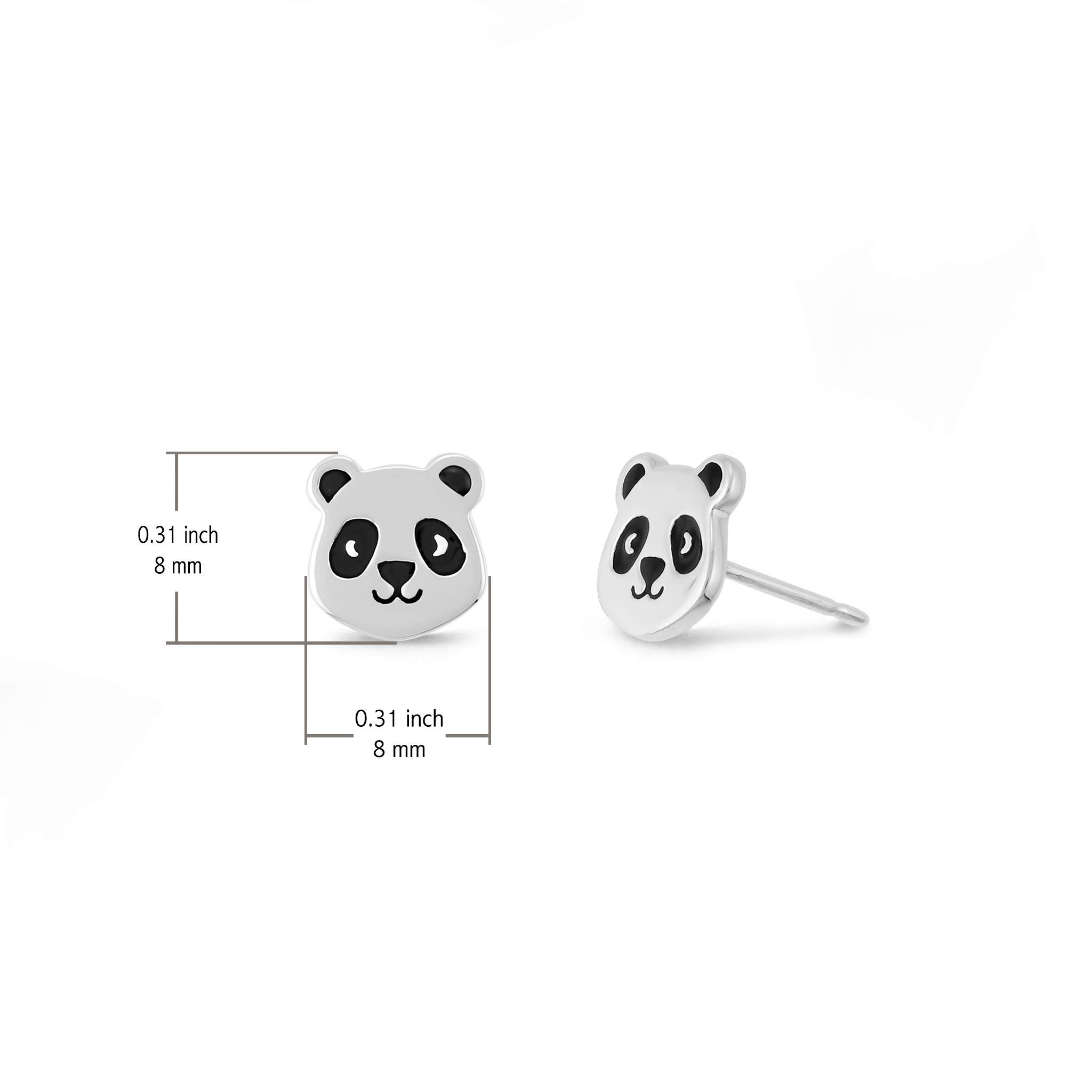 Boma Jewelry Sterling Silver Panda Bear Stud Earrings