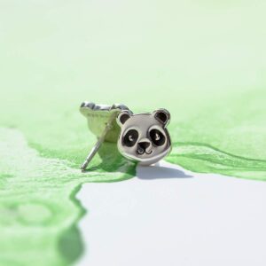 Boma Jewelry Sterling Silver Panda Bear Stud Earrings