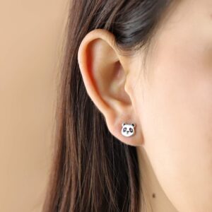 Boma Jewelry Sterling Silver Panda Bear Stud Earrings