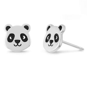 Boma Jewelry Sterling Silver Panda Bear Stud Earrings