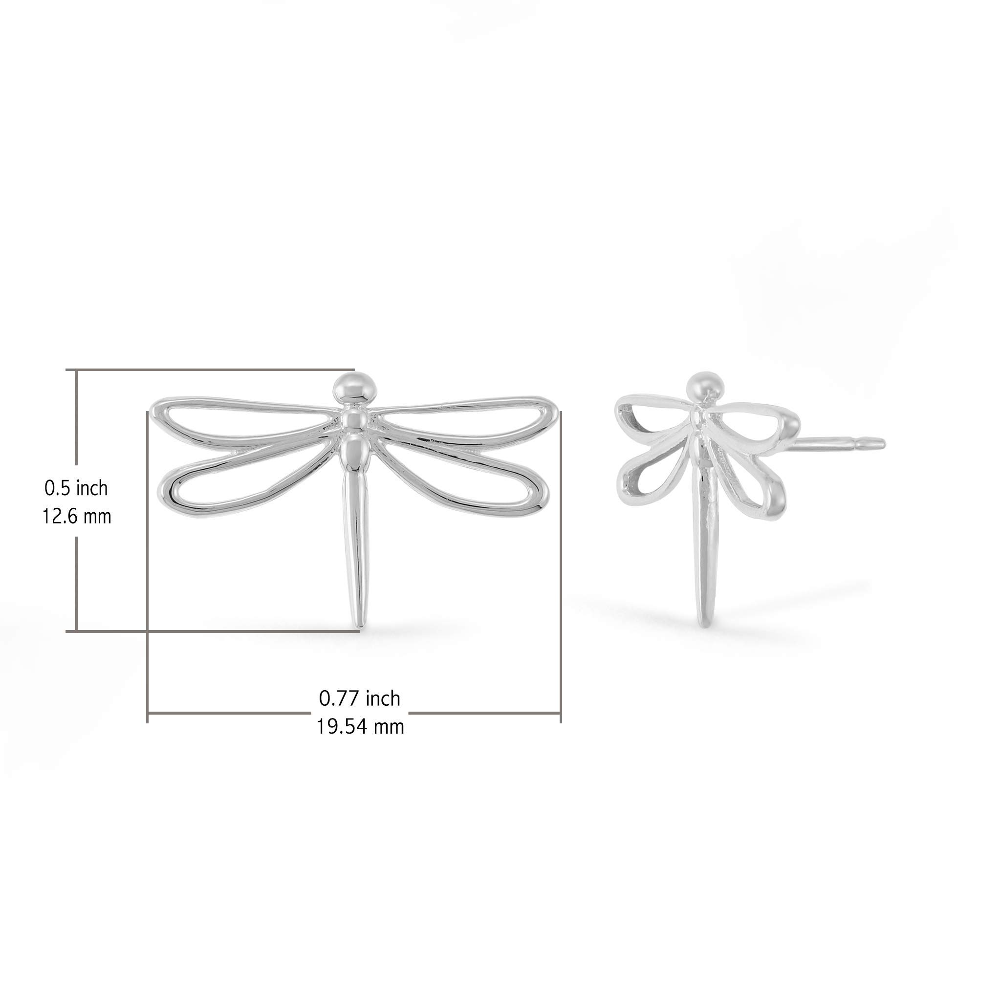 Boma Jewelry Sterling Silver Large Dragonfly Stud Earrings