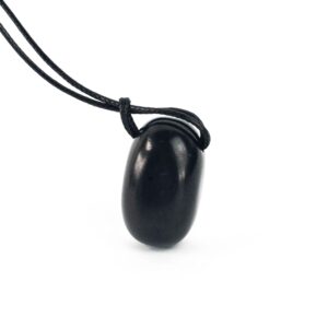 karelian heritage shungite drop minimalist pendant | natural amulet black crystal pendant elegant jewelry | defender shield protection necklace stone | chakra healing crystal necklace meditation pe02