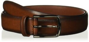 perry ellis portfolio park ave men's dress belt, with burnished edges and silver prong buckle, textured leather belt , park avenue brown, 36