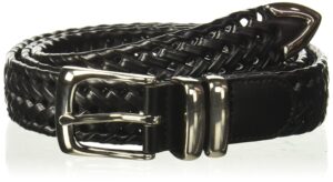 portfolio braided belt with genuine leather (sizes 30-54 inches), black, 36