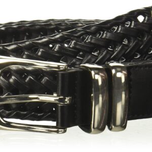 Portfolio Braided Belt With Genuine Leather (Sizes 30-54 Inches), Black, 36