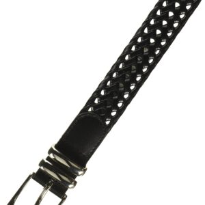 Portfolio Braided Belt With Genuine Leather (Sizes 30-54 Inches), Black, 36