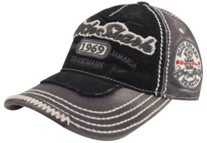 minakolife rock shark kingston 1969 jamaica distressed vintage trucker baseball cap hat (black)