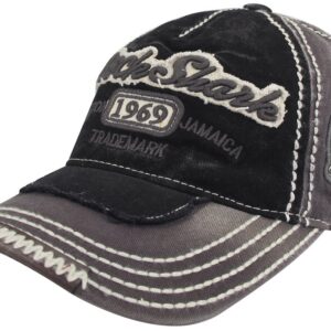 MINAKOLIFE Rock Shark Kingston 1969 Jamaica Distressed Vintage Trucker Baseball Cap Hat (Black)