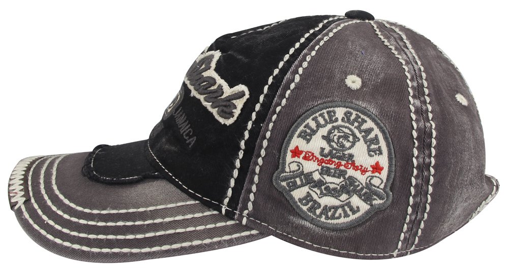 MINAKOLIFE Rock Shark Kingston 1969 Jamaica Distressed Vintage Trucker Baseball Cap Hat (Black)