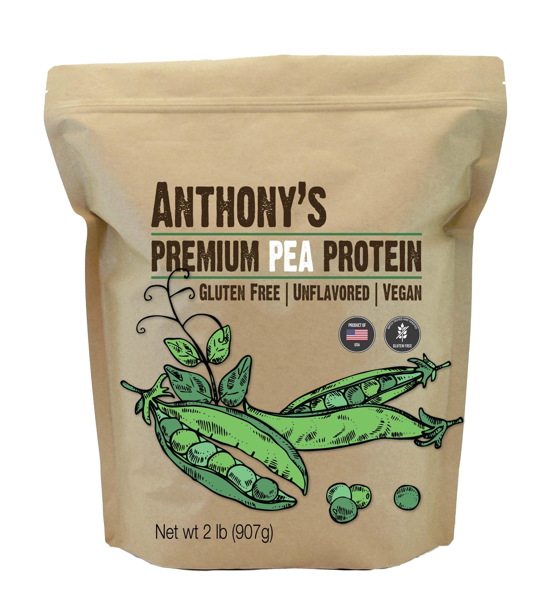 Anthony's Premium Pea Protein, 2 lb, Plant Based, Gluten Free, Unflavored, Vegan, Keto Friendly, Made from Peas