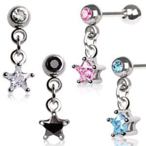 316l surgical steel star dangle cartilage earring (sold individually)