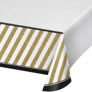 creative converting 318098 border print plastic tablecover, 54 x 102, black and gold