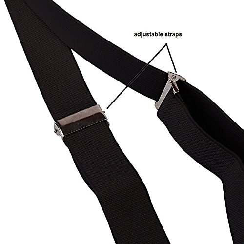 Boolavard Braces/Suspenders One Size Fully Adjustable Y Shaped with Strong Clips (Red)