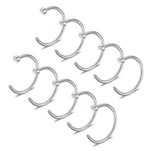 ruifan 10pcs stainless steel body jewelry piercing earrings nose hoop ring unisex 20 gauge 5/16"