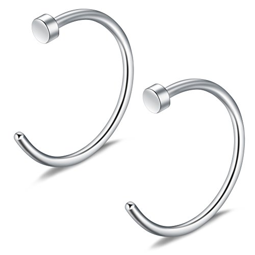 Ruifan 10pcs Stainless Steel Body Jewelry Piercing Earrings Nose Hoop Ring Unisex 20 Gauge 5/16"