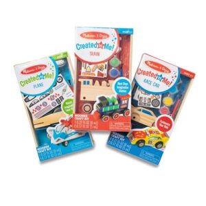 melissa & doug decorate-your-own wooden craft kits set - plane, train, and race car