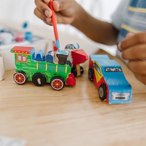 Melissa & Doug Decorate-Your-Own Wooden Craft Kits Set - Plane, Train, and Race Car