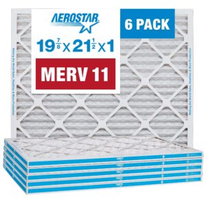 aerostar 19 7/8 x 21 1/2 x 1 merv 11 pleated air filter, ac furnace air filter, 6 pack (actual size: 19 7/8"x21 1/2"x3/4")