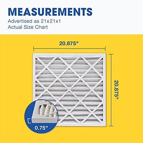 Aerostar 21x21x1 MERV 11 Pleated Air Filter, AC Furnace Air Filter, 6 Pack (Actual Size: 20.875" x 20.875" x 0.75")