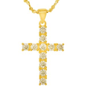 lifetime jewelry cubic zirconia cross necklace for women & men 24k gold plated