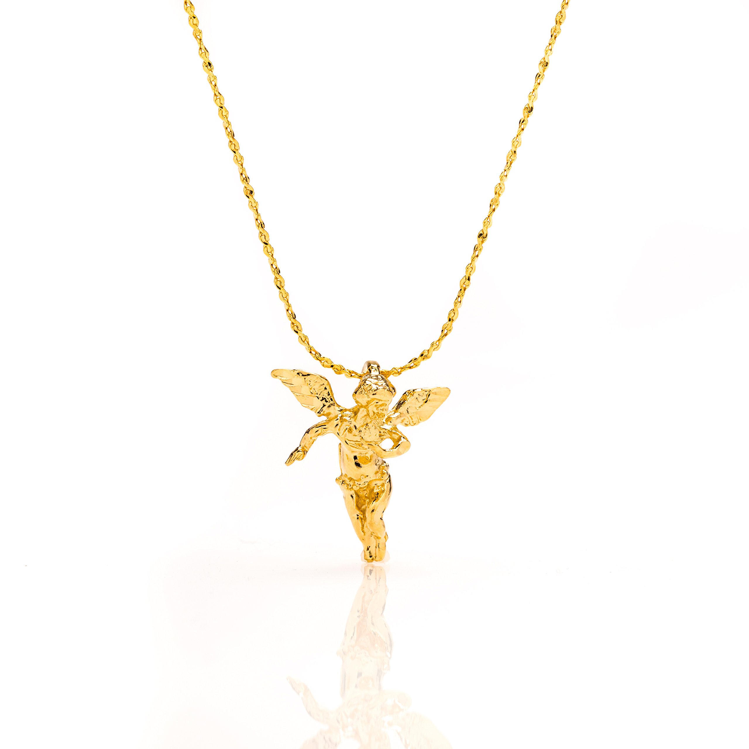 LIFETIME JEWELRY Medium Guardian Angel Pendant Necklace Charm 24K Real Gold Plated