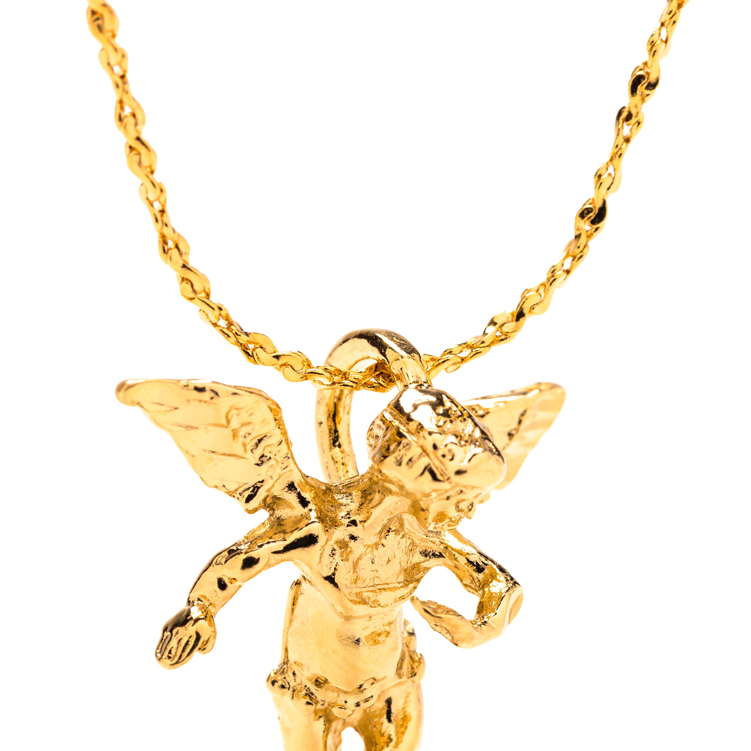 LIFETIME JEWELRY Medium Guardian Angel Pendant Necklace Charm 24K Real Gold Plated