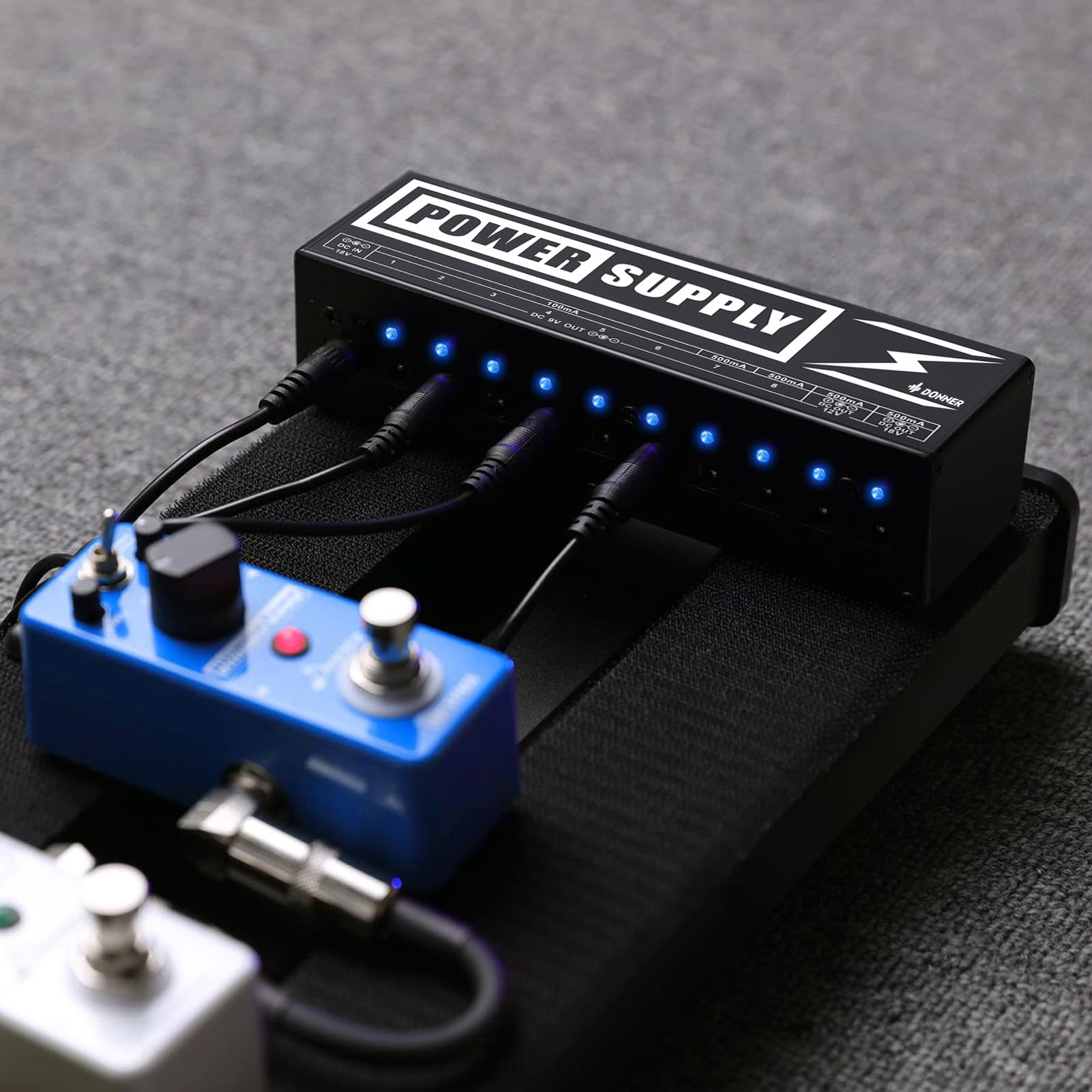 Donner DP-2 Guitar Pedal Power Supply High Current 10 Isolated DC Output for 9V/12V/18V Effect Pedals