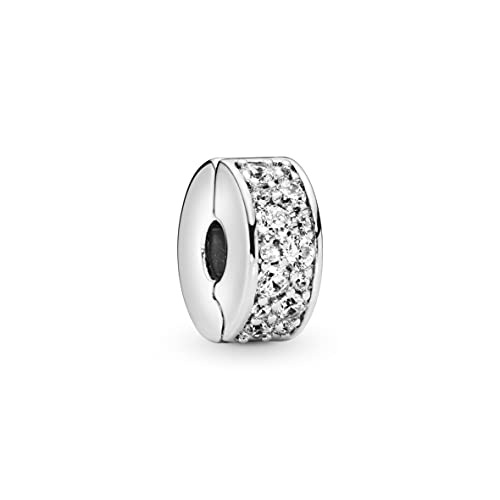 Pandora Clear Pavé Clip Charm Bracelet Charm Moments Bracelets - Stunning Women's Jewelry - Gift for Women - Made with Sterling Silver & Cubic Zirconia