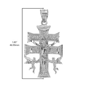 Religious Jewelry by FDJ 925 Sterling Silver Caravaca Double Cross with Angels Crucifix Pendant