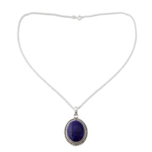 novica artisan handmade lapis lazuli pendant necklace on artisan crafted 925 silver sterling blue india snorkel birthstone [18 in l 2 mm w pendant(s) 1.4 in l x 0.8 in w x 0.3 in d] ' true clarity'