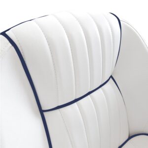 Leader Accessories Pontoon Captains Bucket Seat Boat Seat (White/Navy Blue piping)