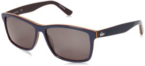 lacoste men's l705s rectangular sunglasses, dark blue/grey, 57 mm