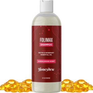 folimax biotin shampoo for thinning hair - thickening shampoo with biotin zinc and rosemary oil for hair growth - vegan sulfate and paraben free volumizing shampoo for fine hair (sandalwood scent)