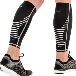 mava sports calf sleeves compression (pair), leg compression calf sleeve for runners, for men & women, unisex (black, x-large)..