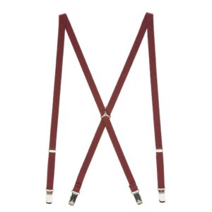 suspender store skinny suspenders - 1/2-inch wide elastic straps - x-back - clip - 42" for 5'0" to 5'9" tall - burgundy