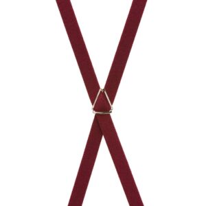 Suspender Store Skinny Suspenders - 1/2-Inch Wide Elastic Straps - X-Back - Clip - 42" for 5'0" to 5'9" tall - Burgundy