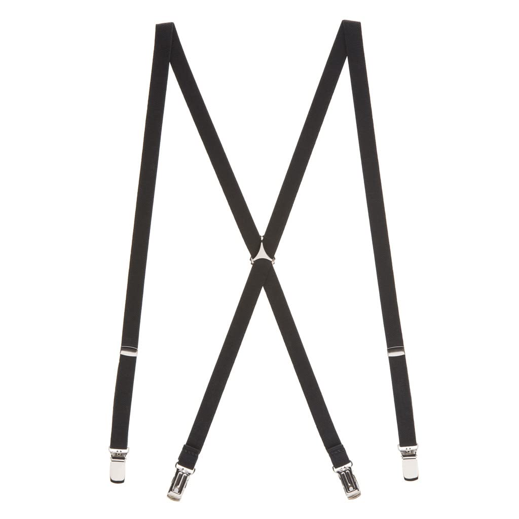 Suspender Store Skinny Matte Satin Suspenders - 3/4-Inch Wide Elastic - X-Back - Clip - 48" for 5'9" to 6'2" tall - Black