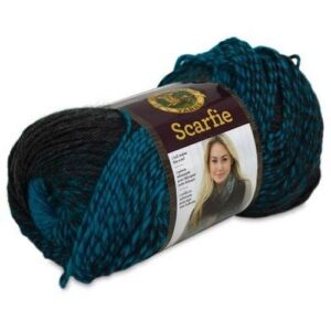 Lion Brand Yarn 826-209 Scarfie Yarn, One Size, Charcoal/Aqua