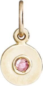 helen ficalora birth jewel disk charm with pink tourmaline yellow gold