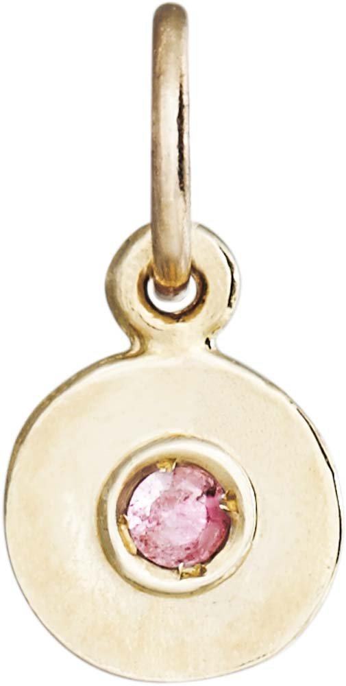 Helen Ficalora Birth Jewel Disk Charm With Pink Tourmaline Yellow Gold