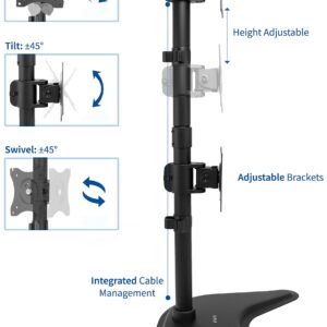 VIVO Dual LCD 13 to 32 inch Monitor Vertical Desk Stand, Free-Standing Mount for 2 Screens STAND-V002N