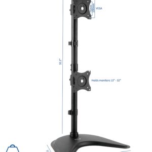 VIVO Dual LCD 13 to 32 inch Monitor Vertical Desk Stand, Free-Standing Mount for 2 Screens STAND-V002N