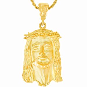 lifetime jewelry face of christ pendant necklace for women & men 24k real gold plated